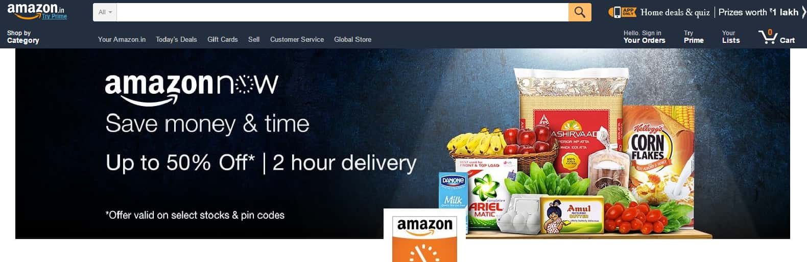 Now, order your daily essentials via AmazonNow app in Delhi, Mumbai ...
