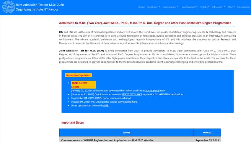 IIT JAM 2020 admit card released at jam.iitk.ac.in: Here is how to ... IIT JAM 2020 admit card released at jam.iitk.ac.in: Here is how to ...