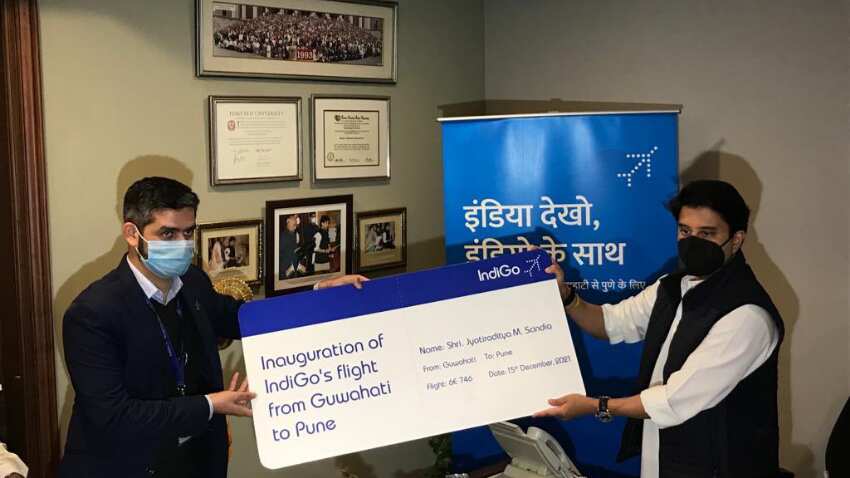 Jyotiraditya Scindia Inaugurates Indigos Guwahati Pune Flight Zee