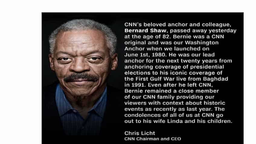 Bernard Shaw, CNN's 1st chief anchor, dies at 82