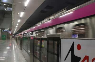 Pedestrian subway from IGI Terminal 1 to domestic airport metro station ...