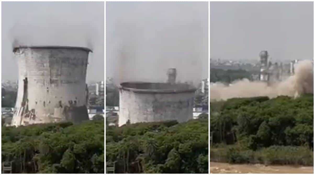 Gujarat: 85-Metre-Tall Surat Cooling Tower Demolished By Explosion ...