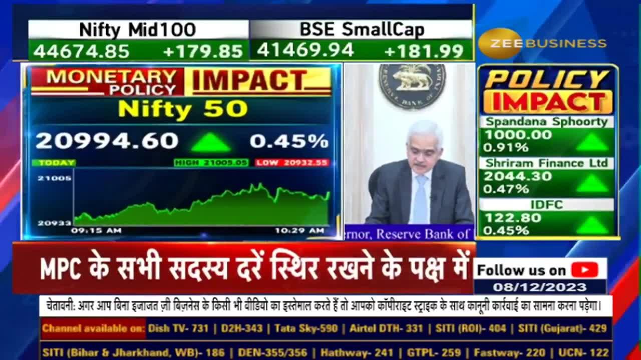 RBI Monetary Policy Update: Interest Rates Unchanged at 6.50% | Zee ...