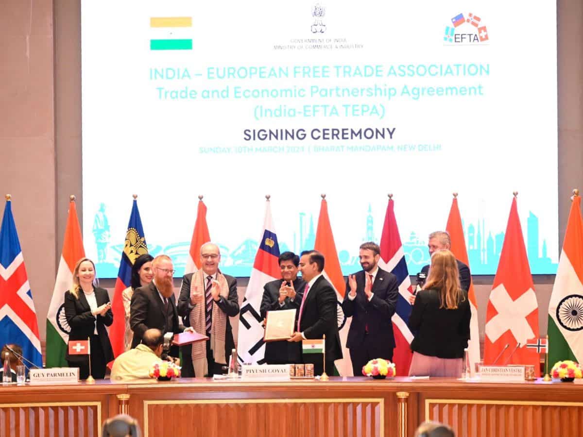 India, EFTA ink free trade agreement; USD 100 billion investment target ...