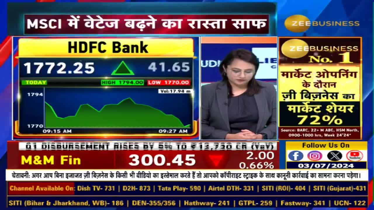 HDFC Bank in focus, path cleared for increase in weightage in MSCI | Zee Business
