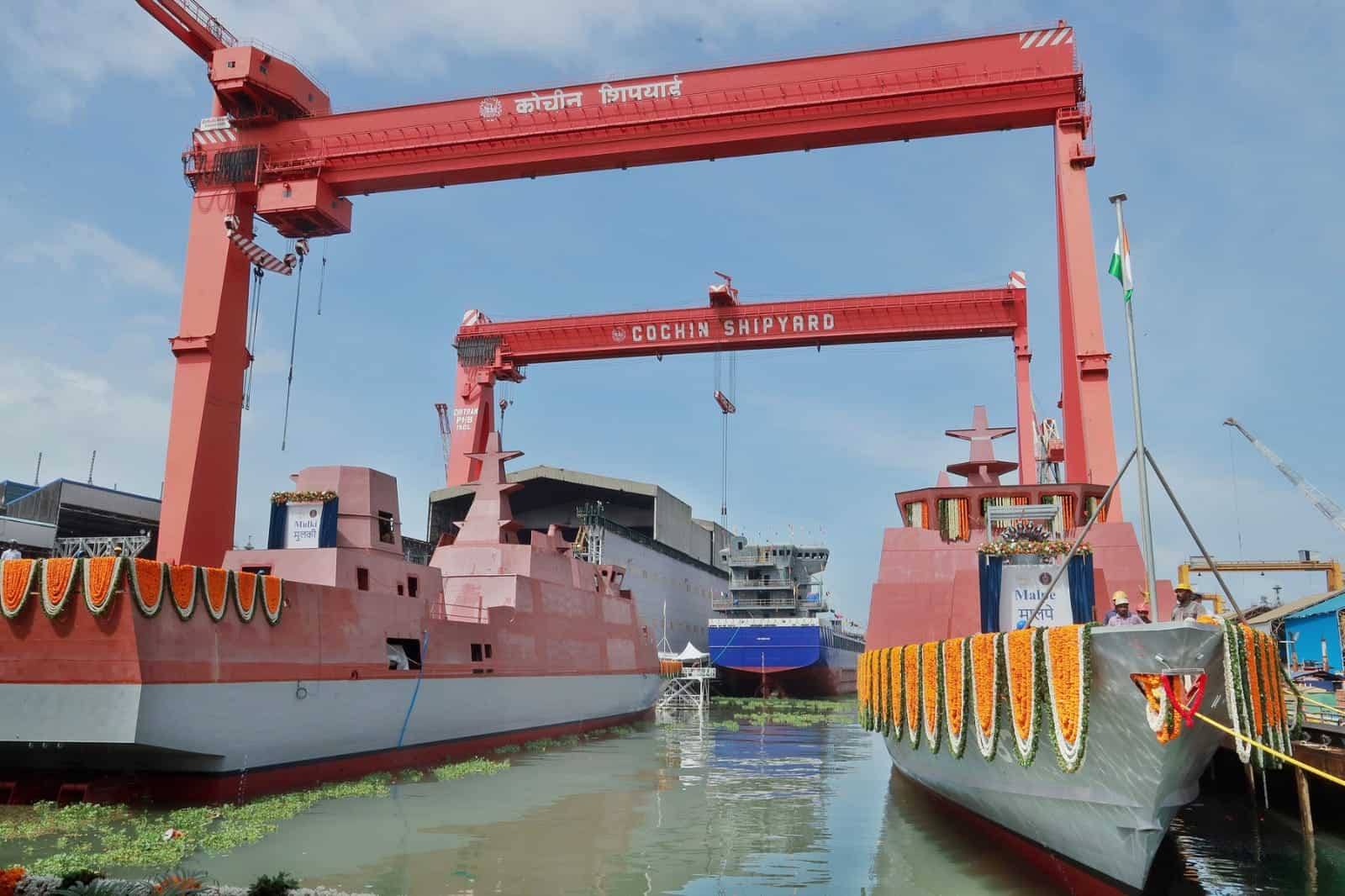 Cochin Shipyard rolls out Malpe & Mulki ships for Indian Navy | Zee ...