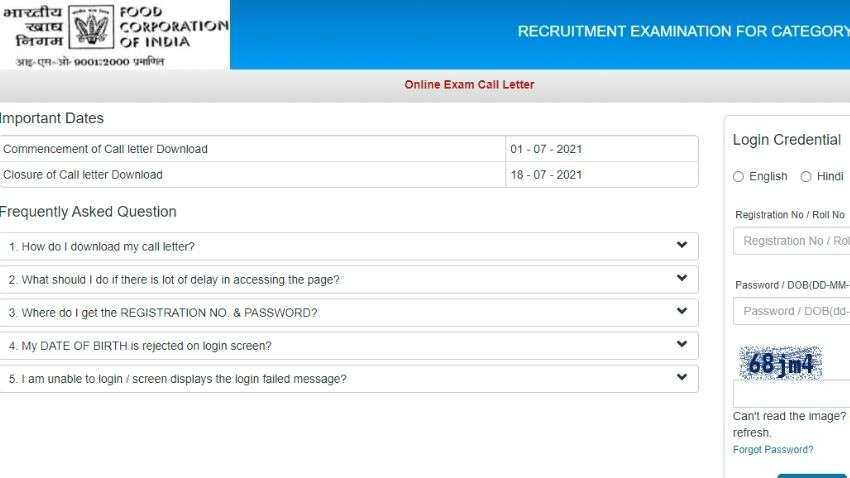 FCI AGM Admit Card 2021: Released! DOWNLOAD from www.recruitmentfci.in ...