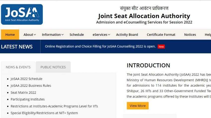 IIT JEE Advance: JoSSA counselling 2022 registration begins on josaa ...